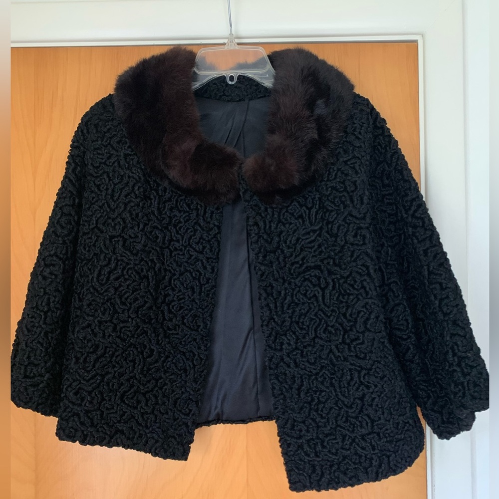 Vintage 1950’s Curly Wool Jacket With Fur Collar. Cli… - Gem